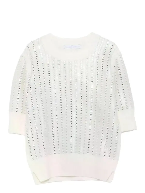 Ermanno Scervino Sequin Embellished Short Sleeve T-shirt - White