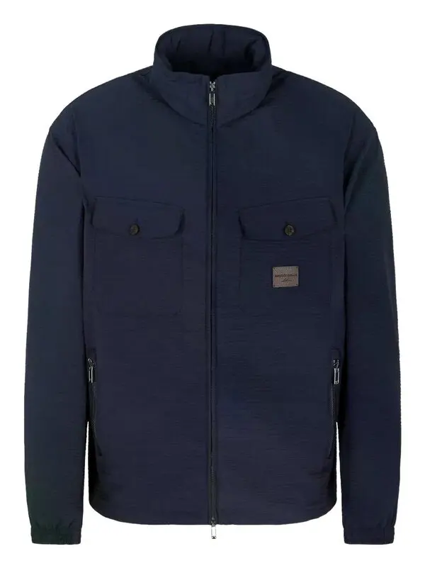 Emporio Armani Hooded Flap-pocketed Lightweight Jacket - Blue