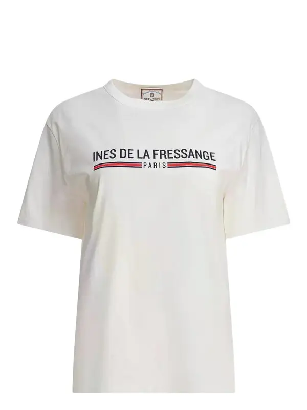 INES DE LA FRESSANGE PARIS Logo-print Cotton T-shirt - Neutrals