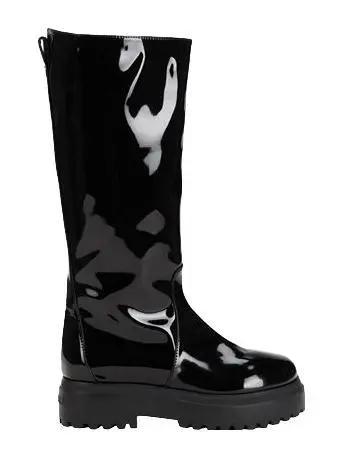 LE SILLA Boots In Coated Fabric With Lug Sole - Black