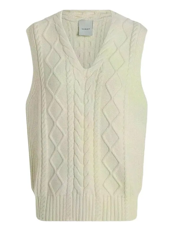 Varley Cable-knit V-neck Vest - White
