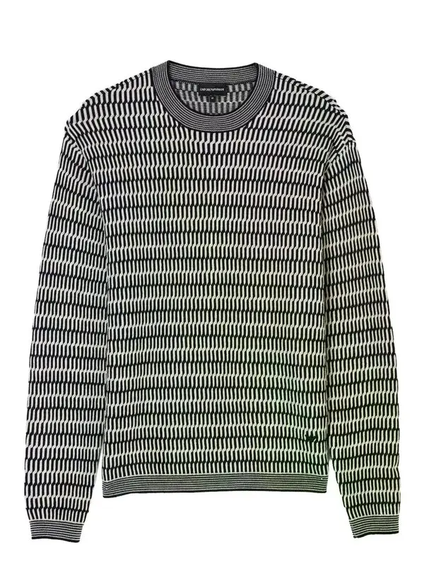 Emporio Armani Geometric-pattern Wool Sweater - Black