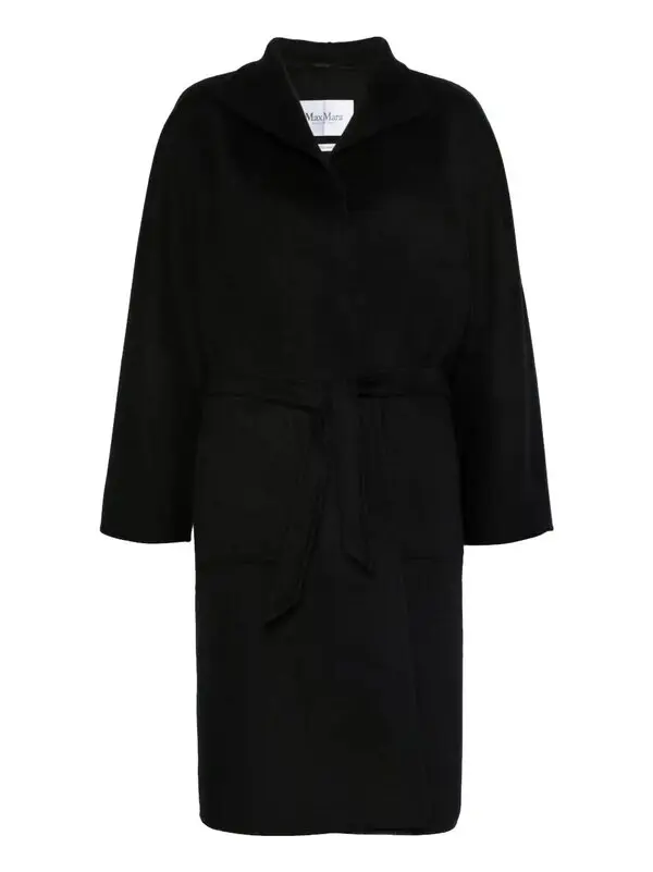 Max Mara Belted Wrap Cashmere Coat - Black