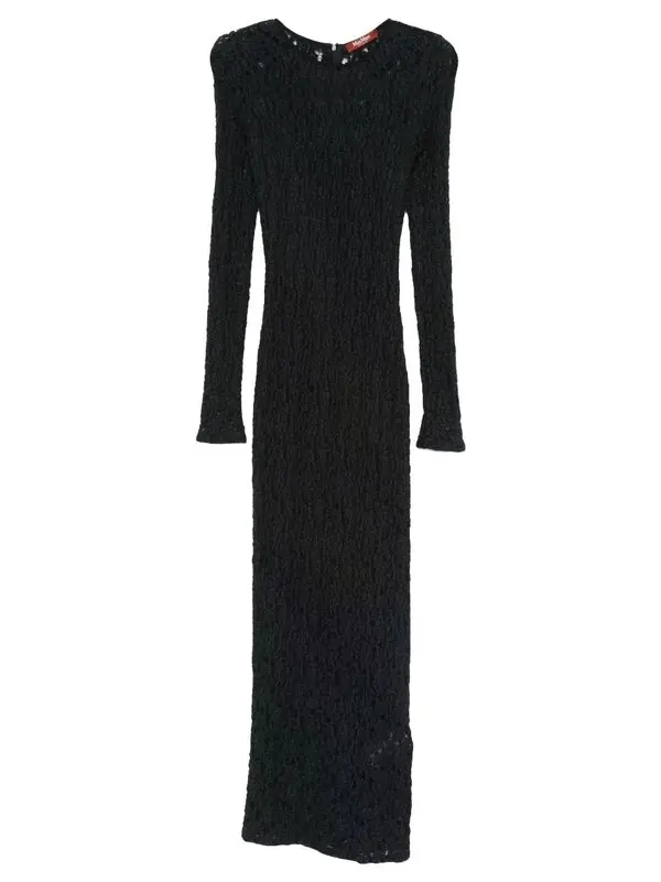 Max Mara Long-sleeve Textured Maxi Dress - Blue