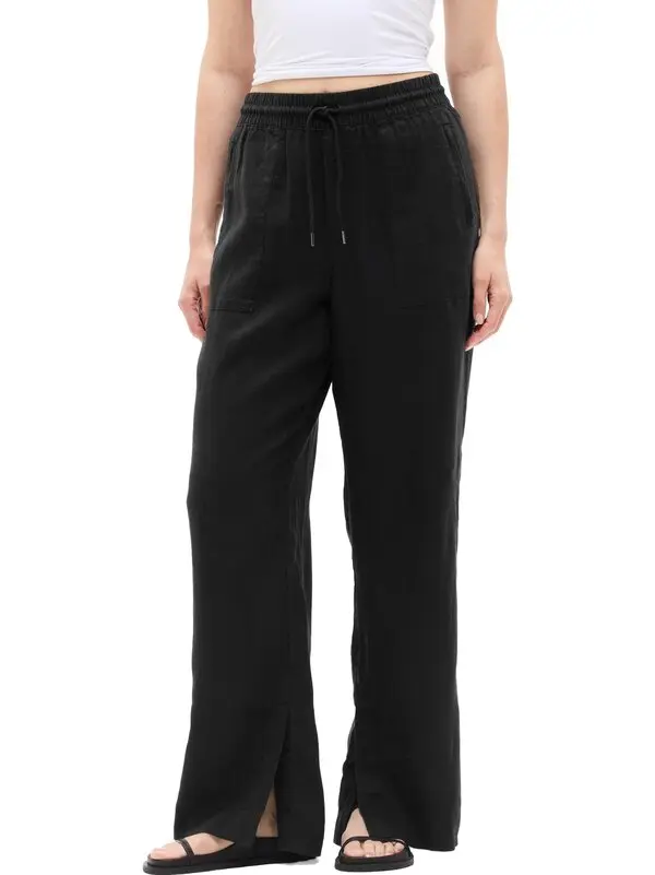 Athleta Retreat Linen High-rise Wide Leg Pant - Black