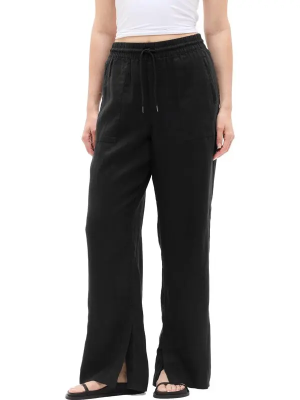 Athleta Retreat Linen High-rise Wide Leg Pant - Black