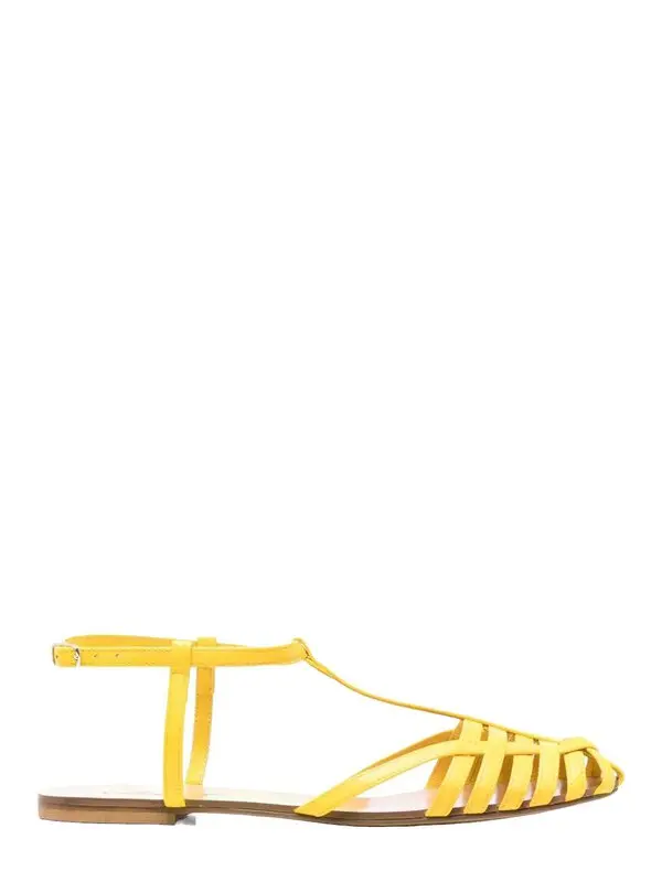 ANNA F. 512 Leather T-bar Sandals - Yellow