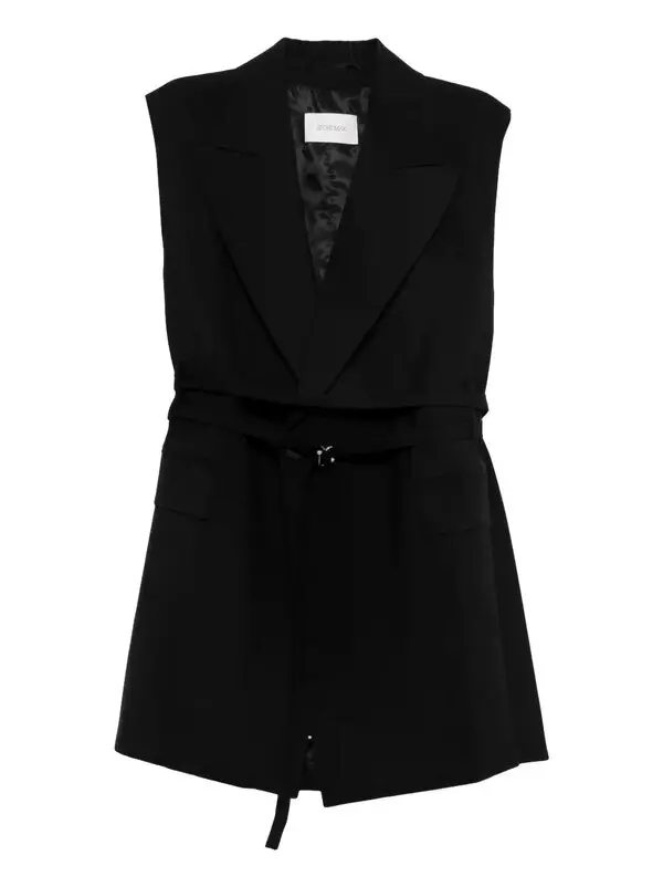 Sportmax Belted Sleeveless Blazer - Black