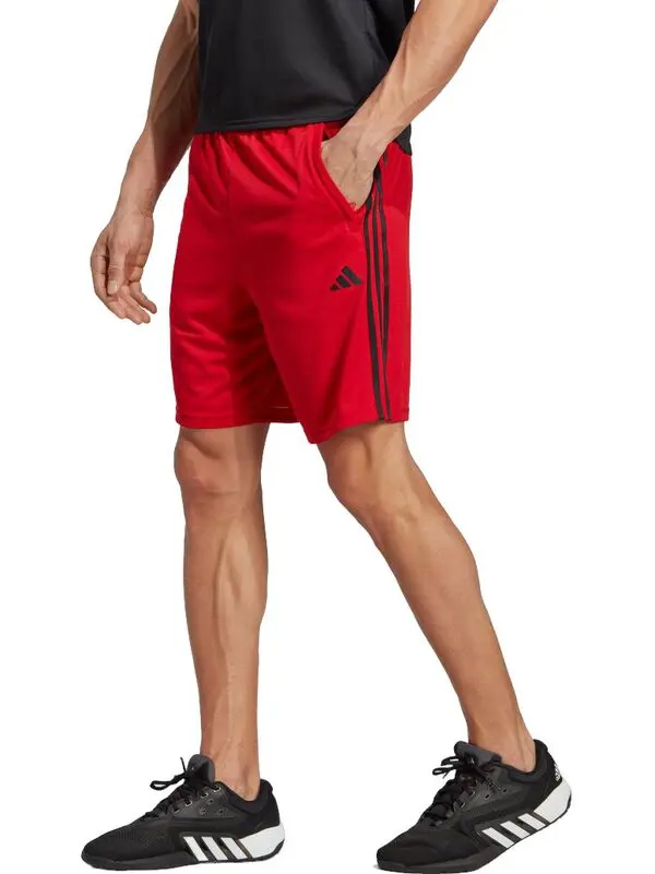 Adidas Train Essentials Piqué 3-stripes Training Shorts - Better Scarlet / Black