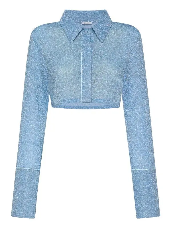 OSÃ©REE Lumiere Cropped Shirt - Blue