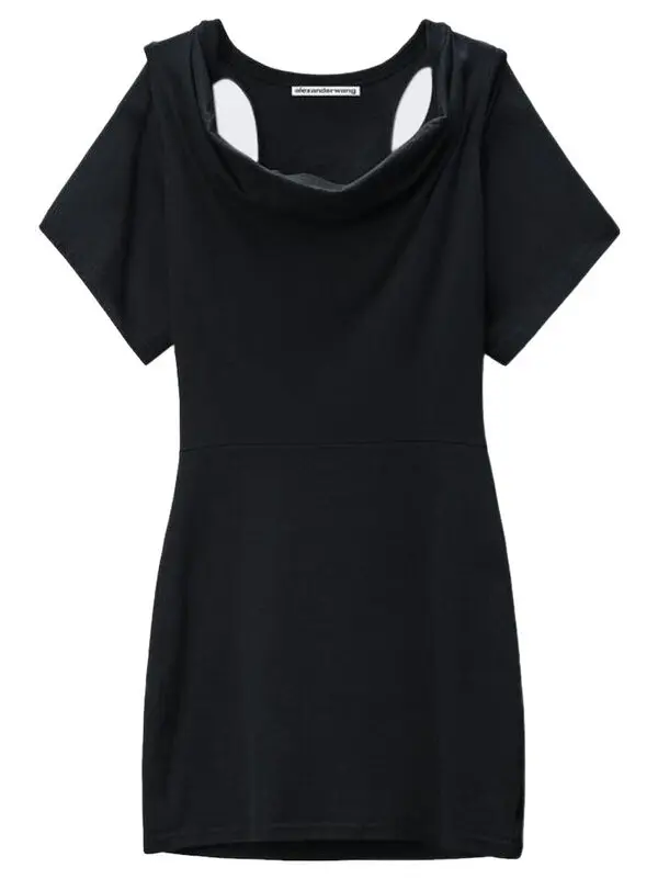 Alexander Wang Deconstructed Cowl Neck Mini Dress - Black