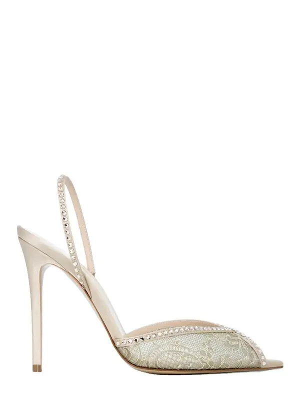 ANDREA WAZEN Katy Sling Lace 105 Pumps - Cream