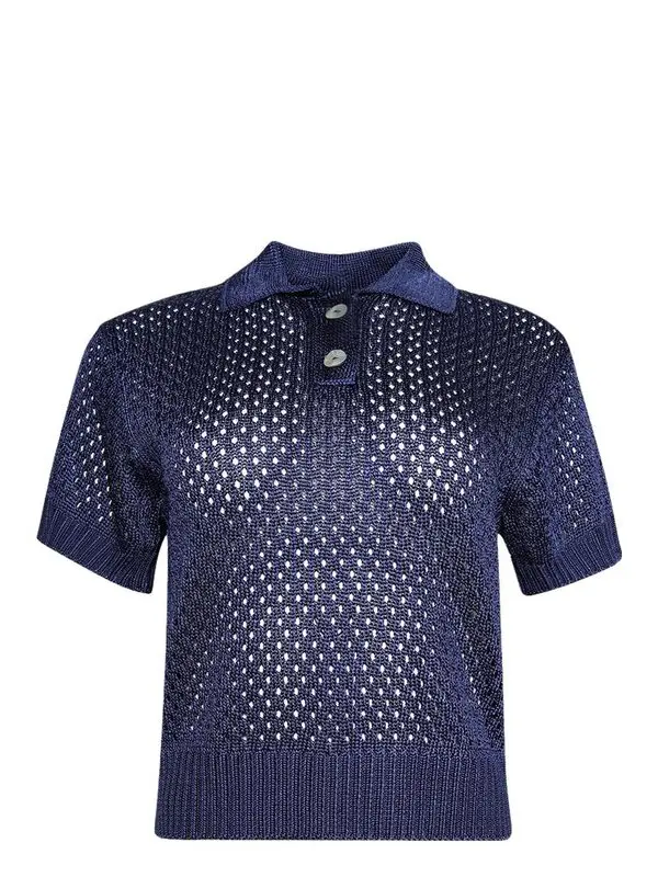 Calle Del Mar Sporty Perforated Polo - Navy