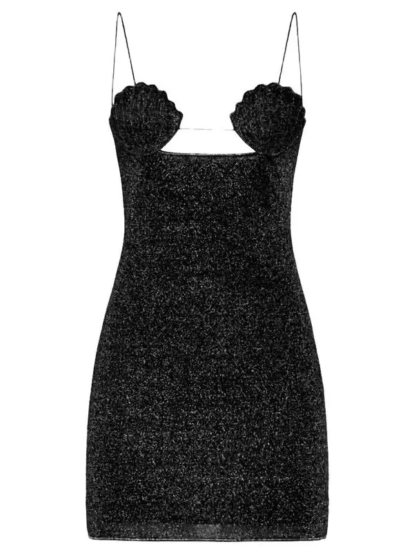 Oseree Lumiere Shell Mini Dress - Black