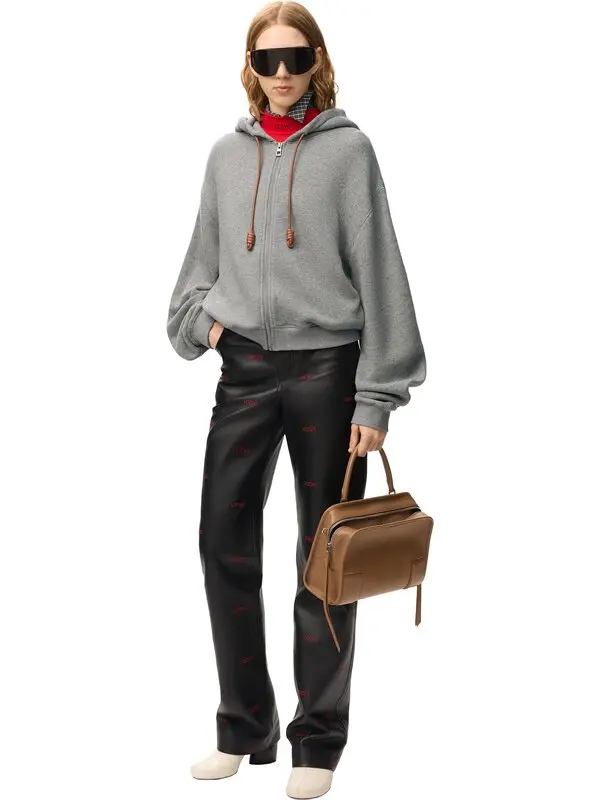 Loewe Cotton And Cashmere Fleece Hoodie - Grey