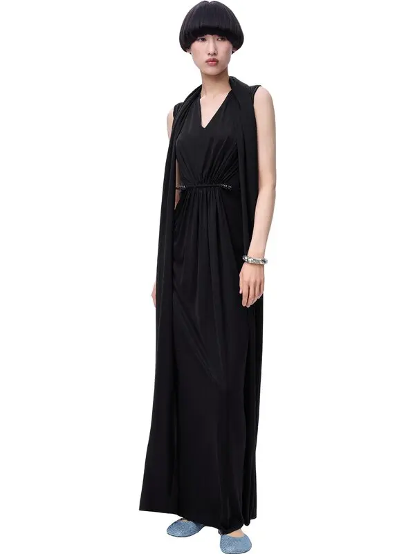 Loewe Flamenco Silk Maxi Dress - Black