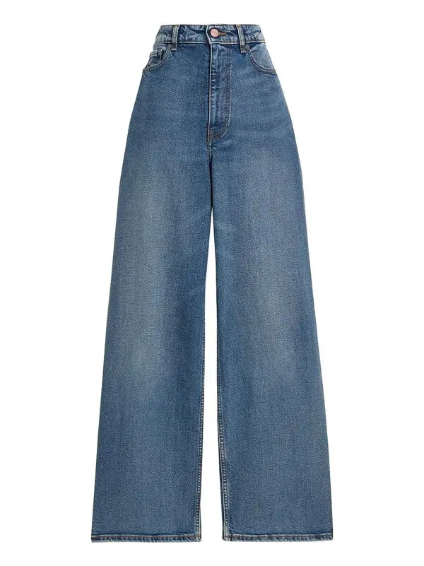 GANNI High-rise Wide-leg Jeans - Mid Denim