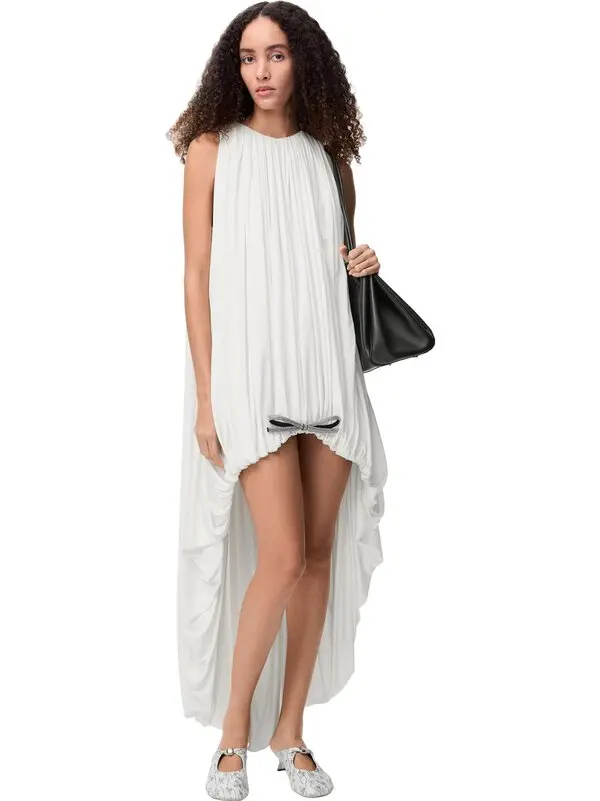 Loewe Draped Silk Jersey Dress - White