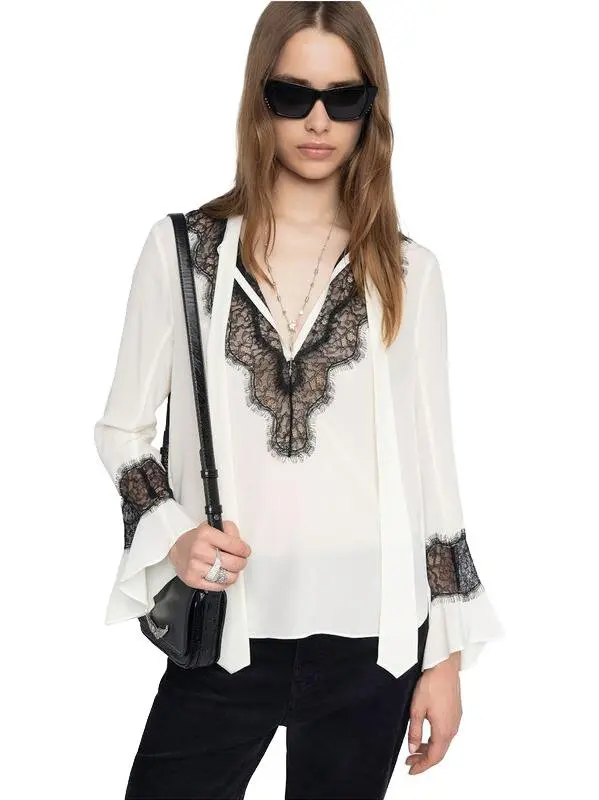 Zadig&Voltaire Tuan Lace Silk Shirt - Red