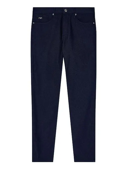 Emporio Armani Slim-fit Micro Polka-dot Stretch Cotton Jeans - Denim