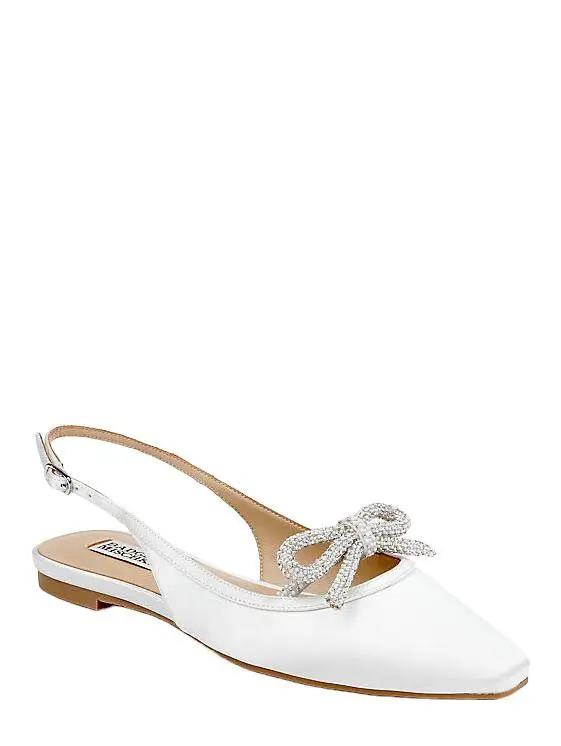Badgley Mischka Genesis Bow Slingback Flats - White