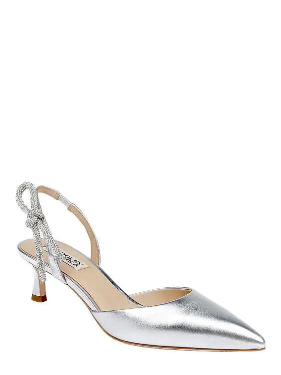 Badgley Mischka Gentry Slingback Kitten Heels - Silver