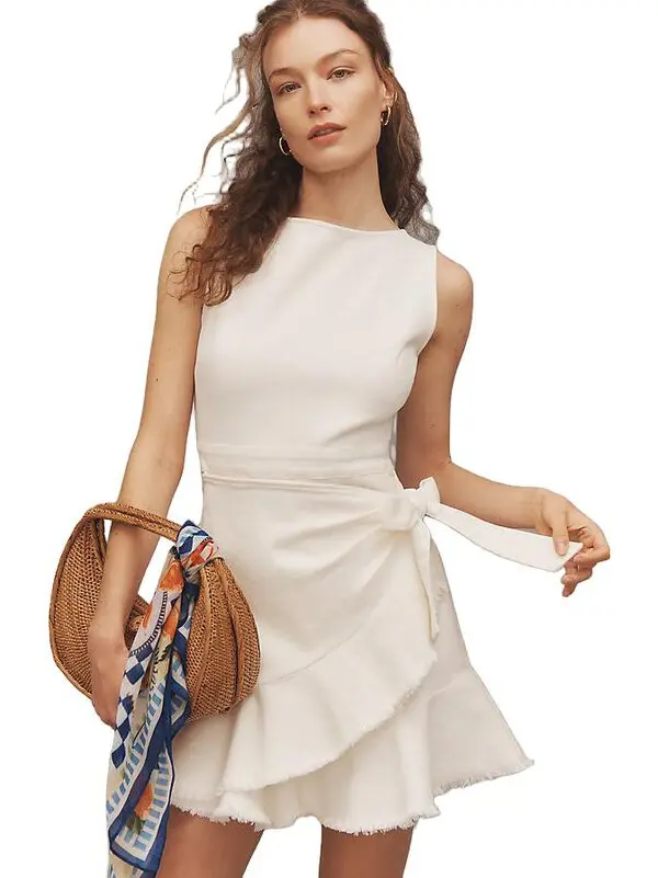 EN SAISON Isabella Sleeveless Wrap Mini Dress - White