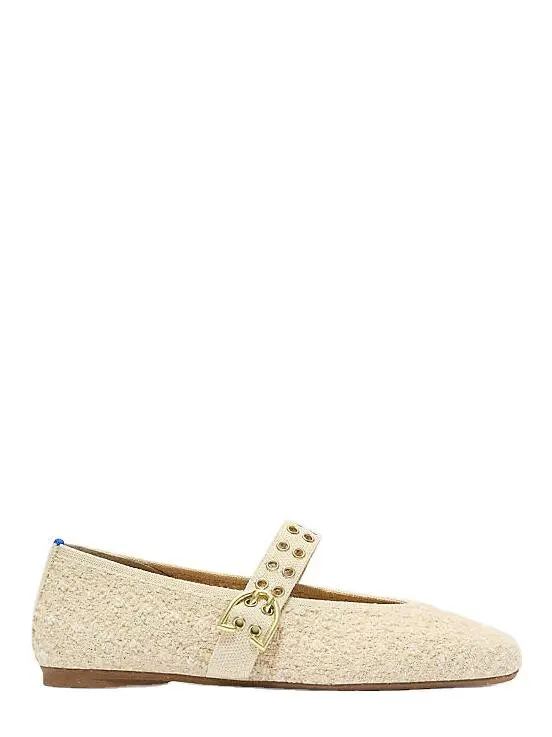 Rothy's The Max Square Buckle Mary Jane Flats - Cream