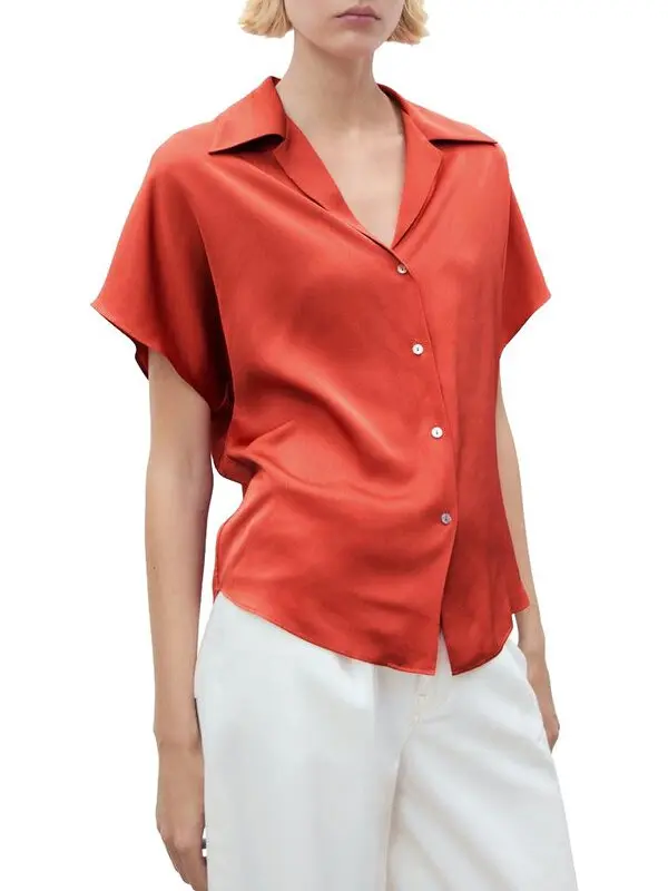 Mango Fluid Short Sleeve Shirt - Red
