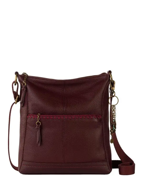 THE SAK Lucia Crossbody Leather Bag - Black Cherry Stitch