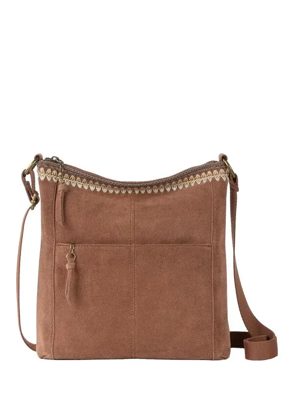 THE SAK Lucia Crossbody Leather Bag - Tobacco Suede Blanket Stitch
