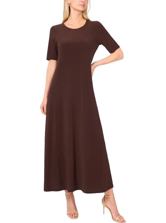 Vince Camuto Short Sleeve Maxi Dress - Chocolate