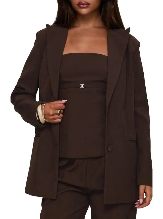 Princess Polly Oversized Blazer With Peaked Lapels - Chocolate