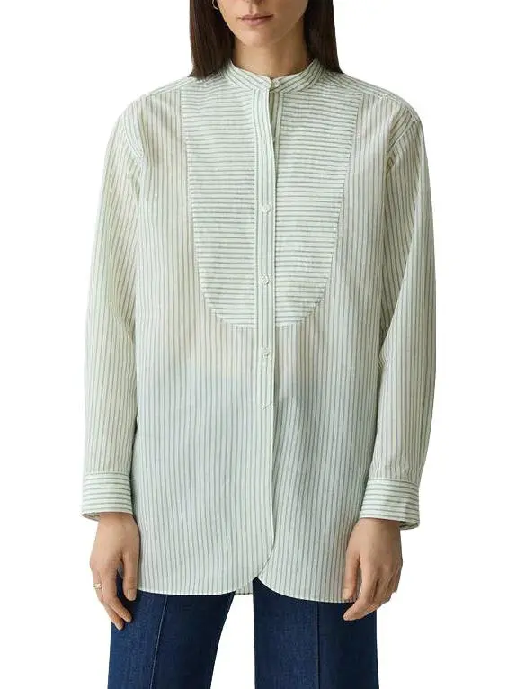 Theory Stripe Tunic Shirt - Green Multi
