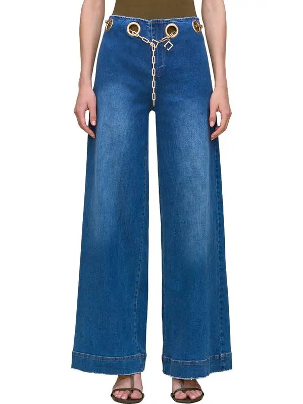 Cult Gaia Sydney Belted Wide-leg Pants - Rinse Wash