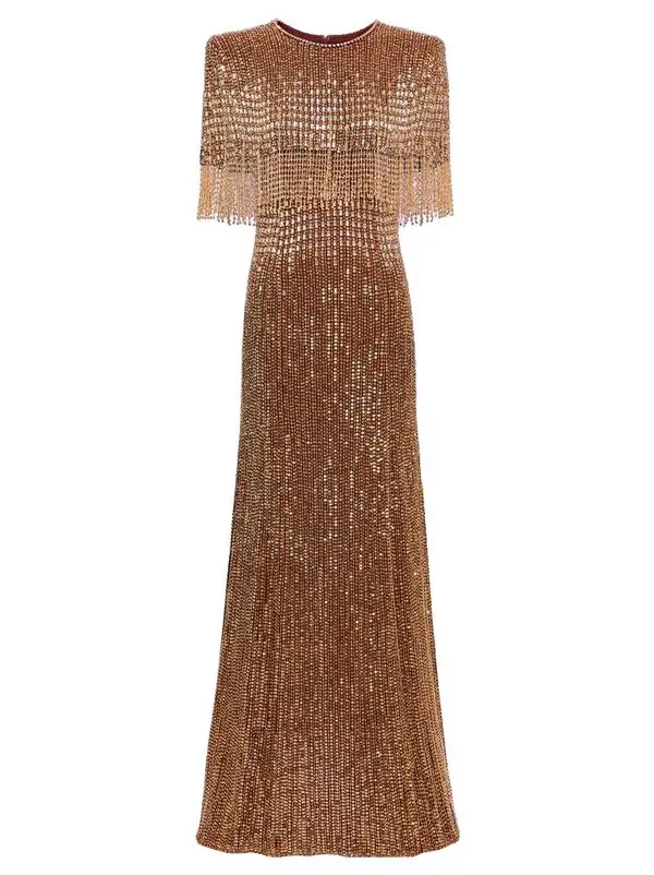 Jenny Packham Lyla Sequin-embellished Gown - Bronze