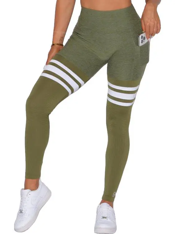 BOMBSHELL SPORTSWEAR Sculpting High-rise Thigh High Leggings - Lily Pad