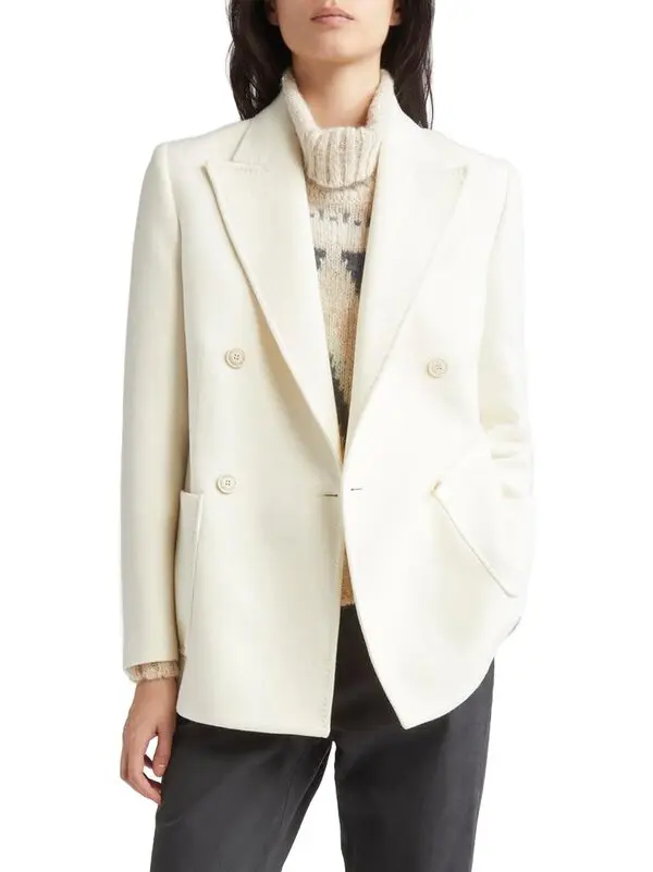 Eleventy Double-breasted Wool Blazer - 01 White