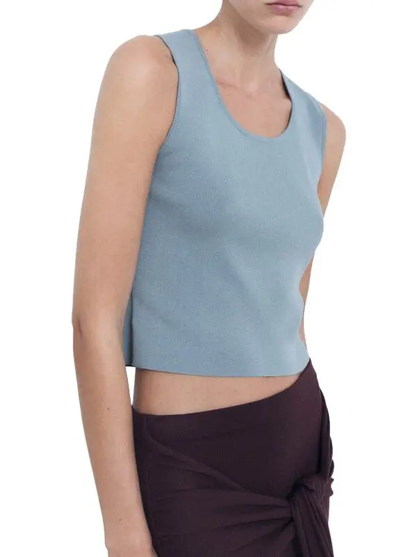 Mango Scoop Neck Sweater Tank - Blue