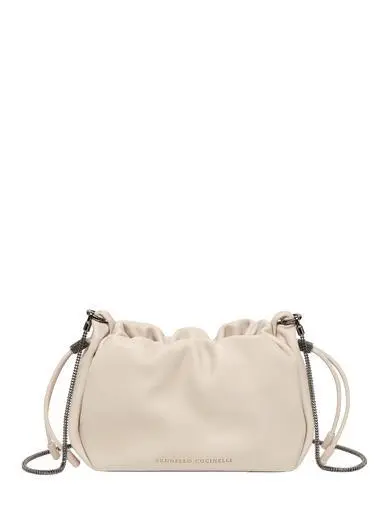 Brunello Cucinelli Soft Leather Mini Mellow Bucket Bag - Ivory