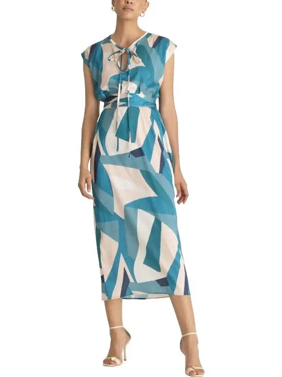 DIARRABLU Midi Length Dress With Sash Belt - Aira Blu