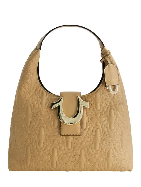 True Religion Quilted Horseshoe Hobo Bag - Camel
