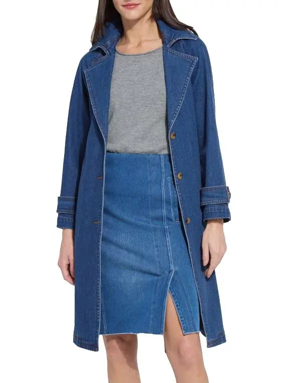 Lyssé Paris Denim Trench Coat - Dark Midwash