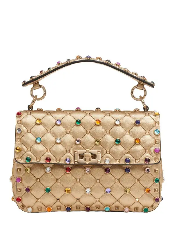 Valentino Garavani Rockstud Quilted Shoulder Bag - Mekong/soft Beige/multicolor