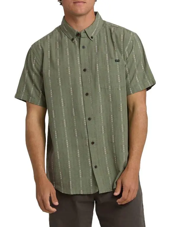 BILLABONG All Day Jacquard Short Sleeve Button-down Shirt - Granite Green