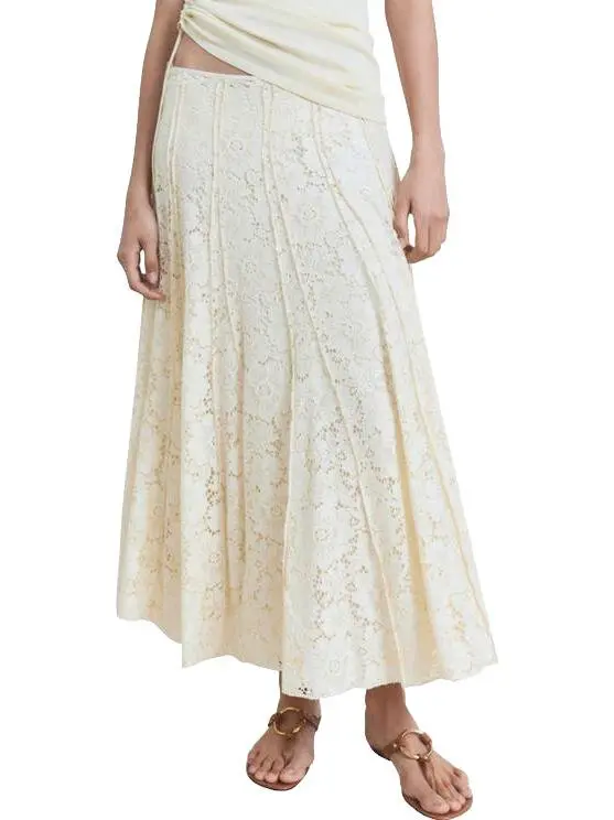 Mango Floral Lace Maxi Skirt - Ecru
