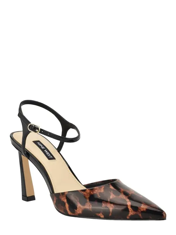 Nine West Ankle Strap Pointed Toe Pumps - Dark Brown