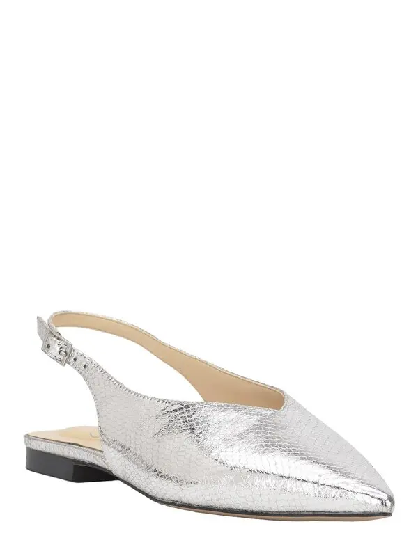 Jessica Simpson Mezzah Slingback Pointed Toe Flats - Silver