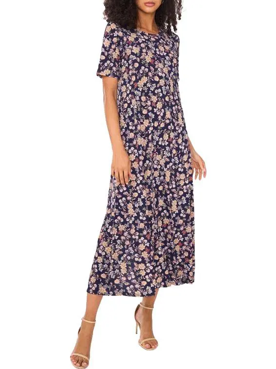 Vince Camuto Printed Maxi Dress - Classic Navy