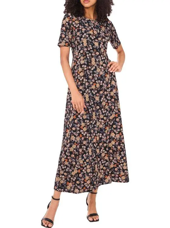 Vince Camuto Printed Maxi Dress - Rich Black